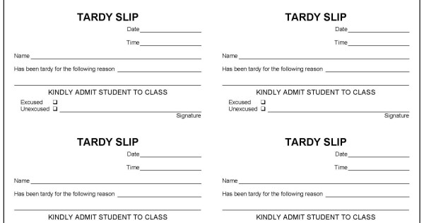 Free Printable Printable Tardy Slips - Free Printable